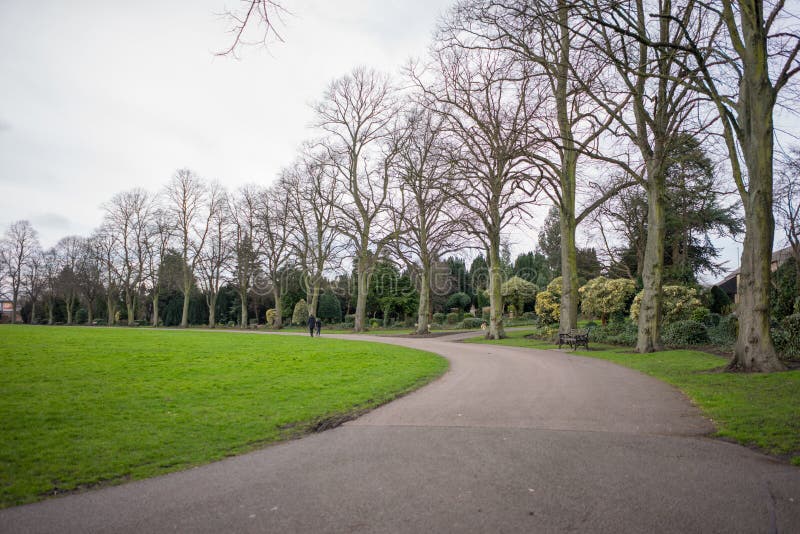 Pathway in a park stock image. Image of lined, winter - 87826877