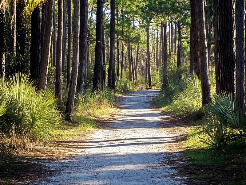 Pathway through Pine Forest Park, Inviting and Serene for a Stroll ...