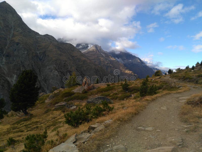 Pathway on the Rocky Hillside Stock Image - Image of park, valley ...