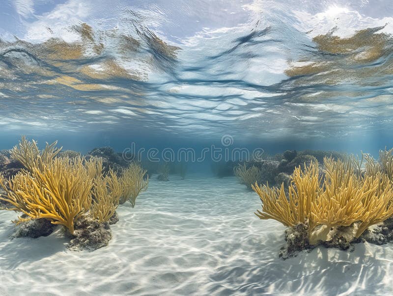 A Pathway of Sand Submerged Underwater, with the Ocean S Surface Above ...