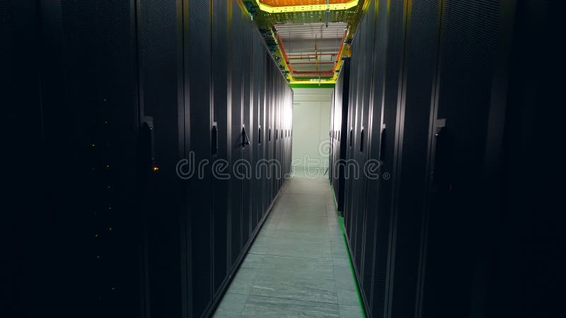Pathway between Server Blocks in the Datacenter Unit Stock Video ...