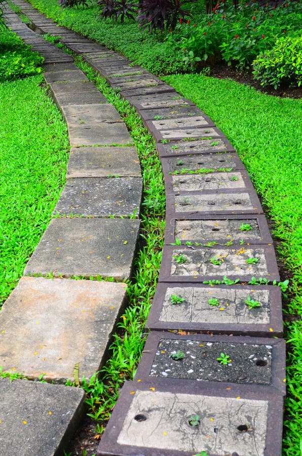 Pathway Stones in a Beautiful Garden Stock Photo - Image of ...