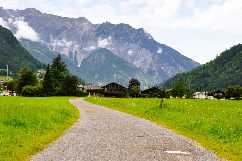 Austrian Alps, Schruns in Summer Time Stock Image - Image of fell ...