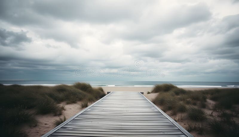 Pathway To the Beach on an Overcast Day Stock Illustration ...