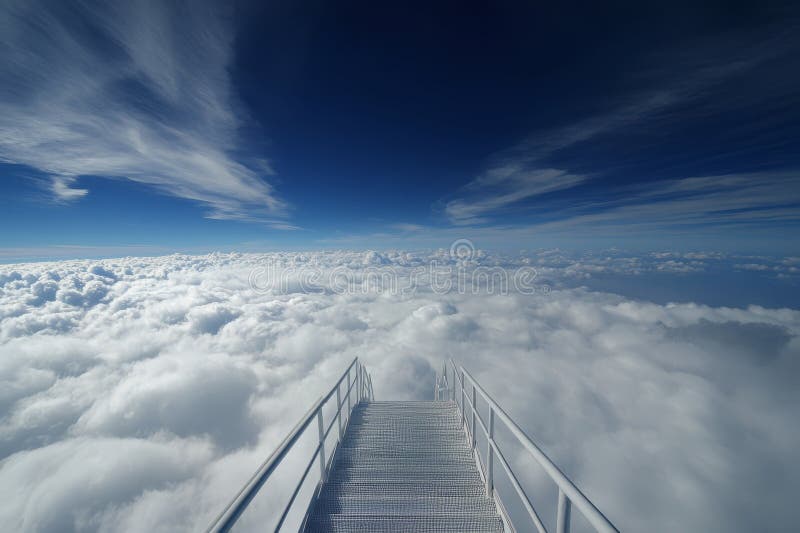 Pathway To the Clouds Above in a Clear Blue Sky Featuring a Unique ...