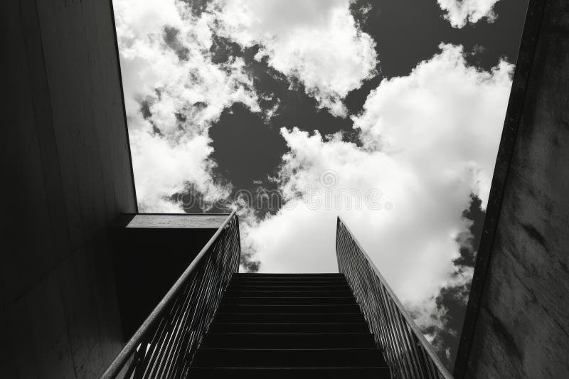 Pathway To the Clouds Above in a Clear Blue Sky Featuring a Unique ...