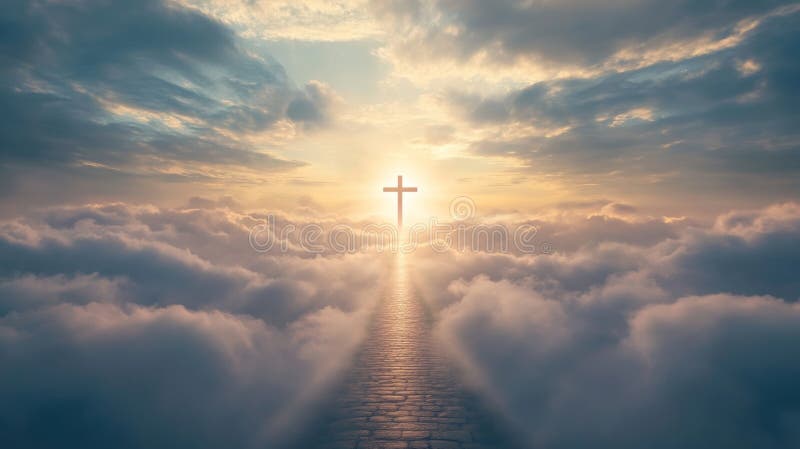 Pathway To a Cross in the Clouds Under a Dramatic Sky, Spiritual ...