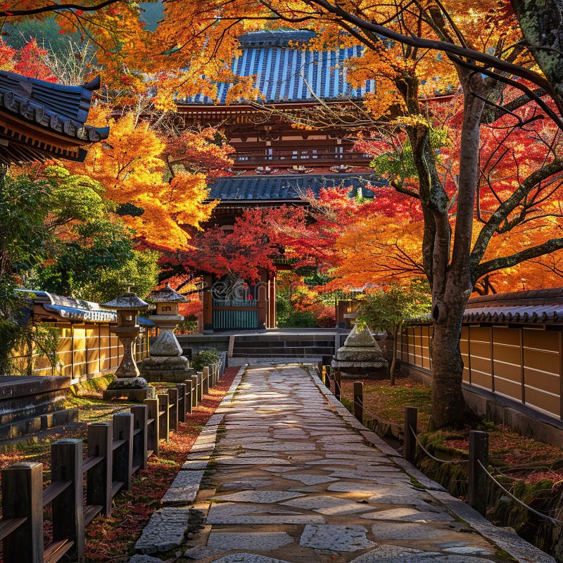 Pathway To Daigoji Temple Lined with Maple Trees in Full Fall Glory ...
