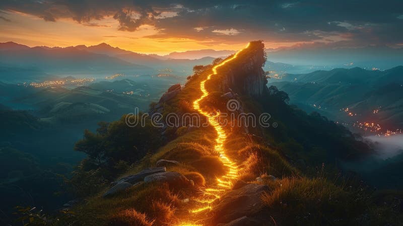 Pathway To the Mountain Peak of Natural, Illuminated Path To Success ...
