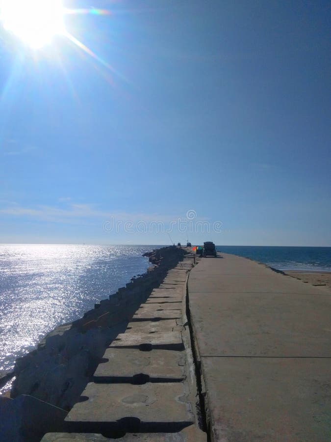 Pathway To Pier and Ocean View with Wave Breaker Stone -image Stock ...