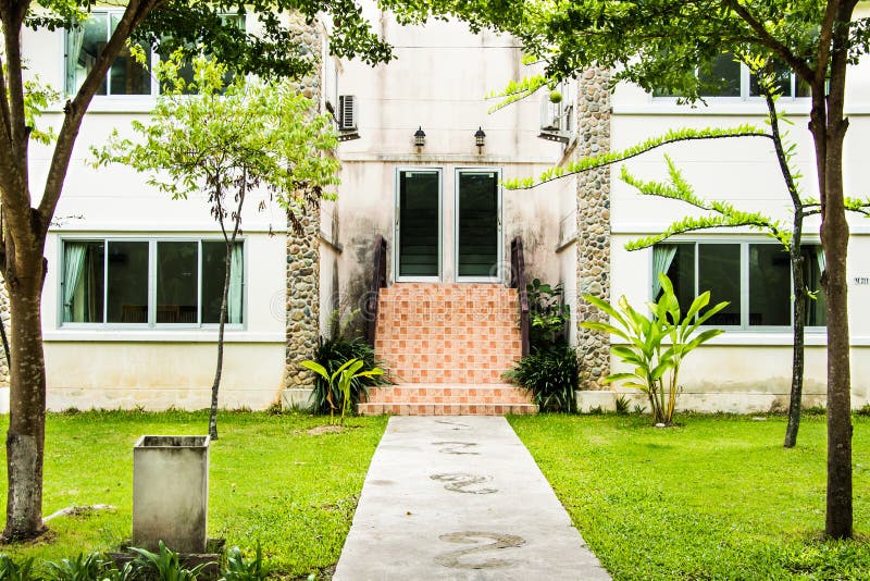 Pathway to residential. stock image. Image of green, design - 65979631