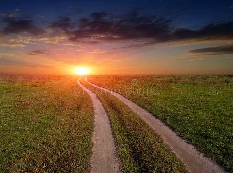 Pathway to sunset stock photo. Image of farmland, rural - 206943664