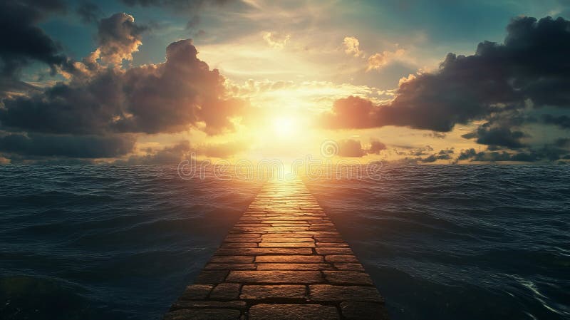 Pathway To Sunset. Hope, Success Concept Stock Illustration ...