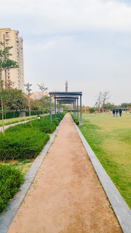 Pathway and Track for Running or Walking in the Park on Park Field on ...