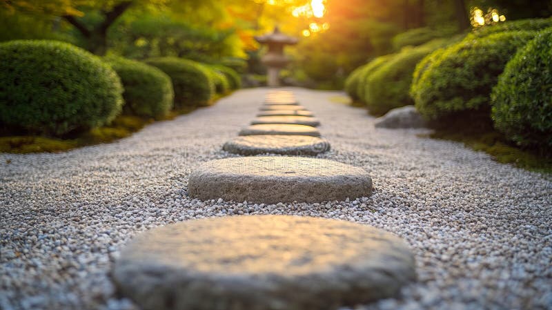 Pathway of Tranquility Stone Stepping Stones and Glowing Path through a ...