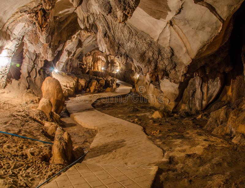 Pathway Underground Cave in Laos, with Stalagmites Stock Photo - Image ...