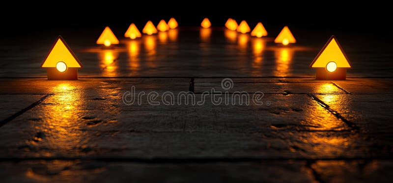 Luminous House Path stock illustration. Illustration of minimalist ...