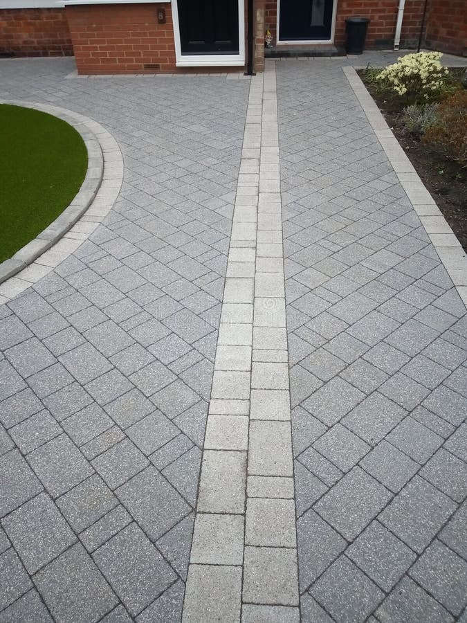 Block paving stock image. Image of yard, asphalt, plant - 233749235