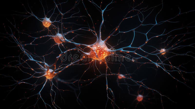 Pathways brain on black stock illustration. Illustration of body ...