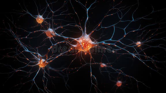 Pathways brain on black stock illustration. Illustration of body ...