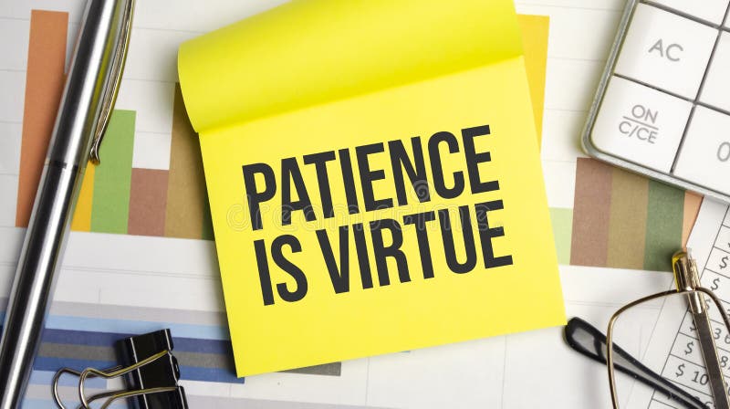 Patience is Virtue Text on the Yellow Paper with Pen and Glasses Stock ...