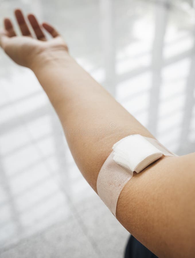 Patient with Bandage on Arm Stock Image - Image of pain, medical: 53743527