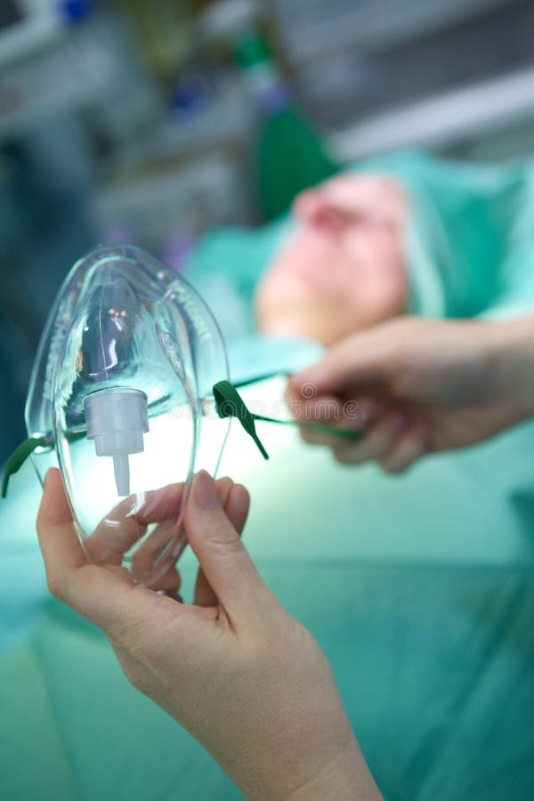Patient Being Fitted with Mask for Operation Stock Image - Image of ...