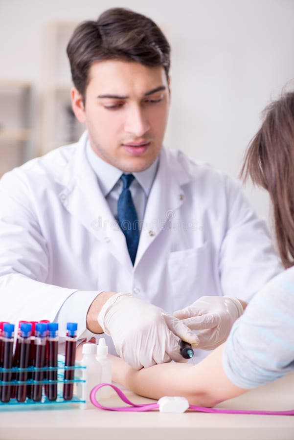 The Patient during Blood Test Sampling Procedure Taken for Analysis ...