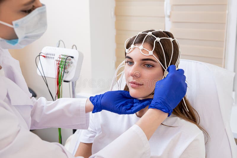 Patient Brain Testing Using Encephalography at Medical Center Stock ...