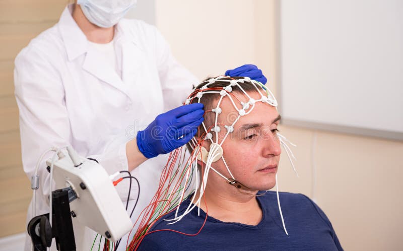 Patient Brain Testing Using Encephalography at Medical Center Stock ...