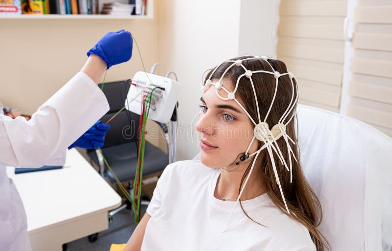 Patient Brain Testing Using Encephalography at Medical Center Stock ...