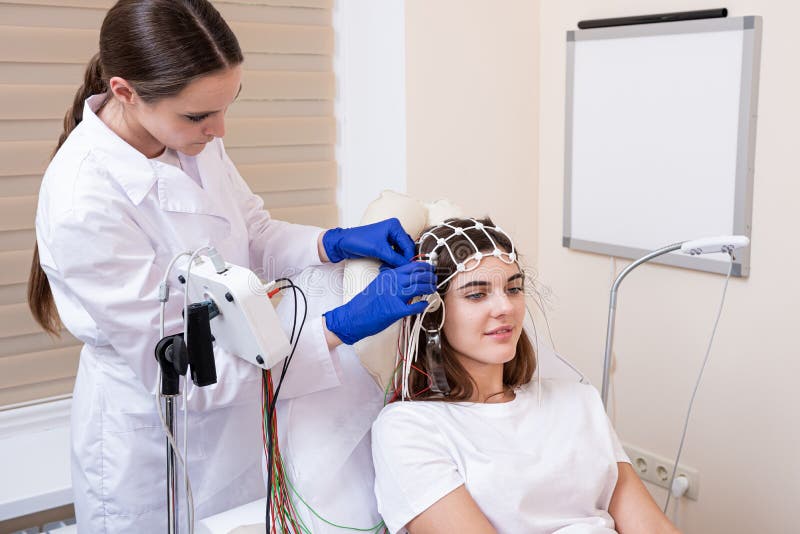 Patient Brain Testing Using Encephalography at Medical Center Stock ...