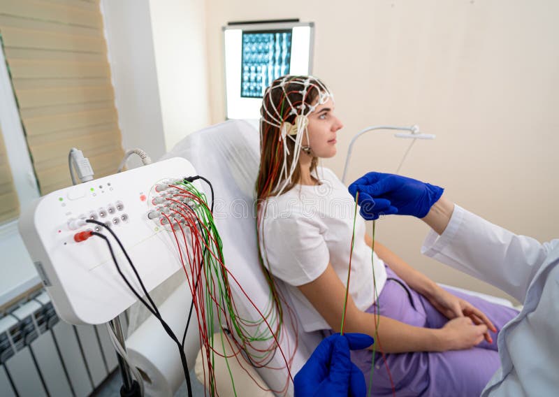 Patient Brain Testing Using Encephalography at Medical Center Stock ...