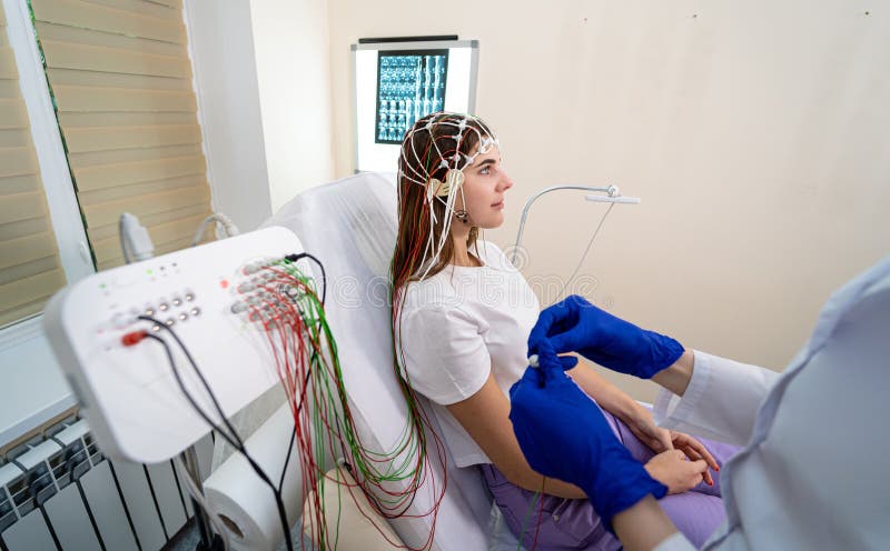 Patient Brain Testing Using Encephalography at Medical Center Stock ...