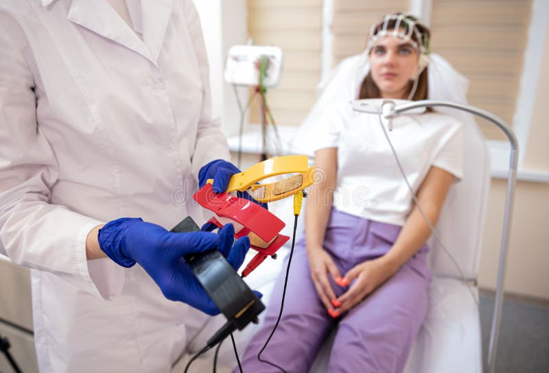 Patient Brain Testing Using Encephalography at Medical Center Stock ...