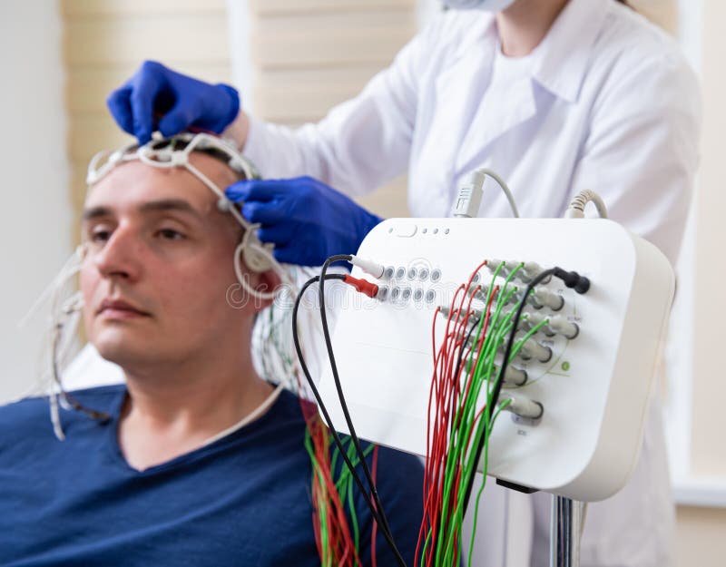 Patient Brain Testing Using Encephalography at Medical Center Stock ...