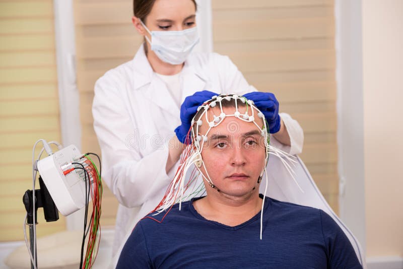 Patient Brain Testing Using Encephalography at Medical Center Stock ...