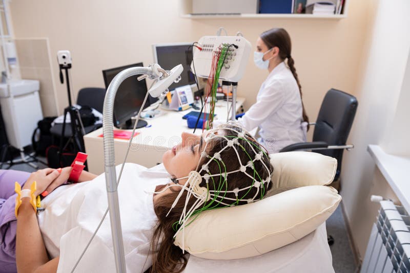 Patient Brain Testing Using Encephalography at Medical Center Stock ...