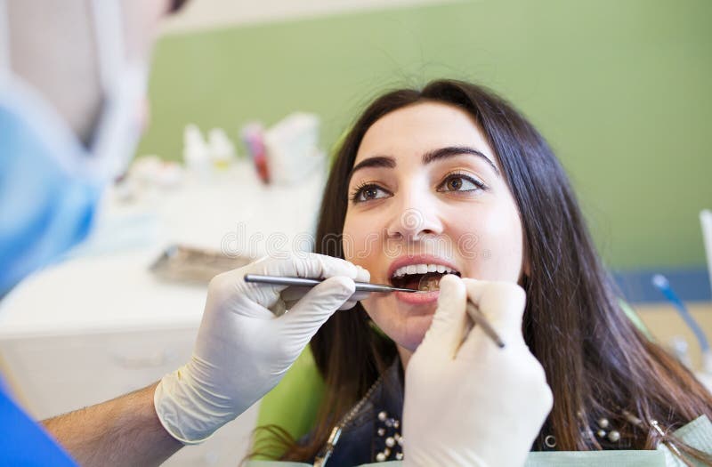 The Patient Caring for Teeth in the Dental Clinic Stock Image - Image ...