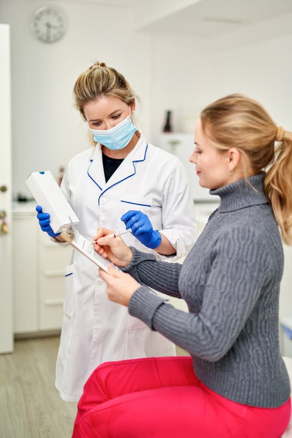 Patient in Clinic Signs Document. Diagnostic and Treatment Procedures ...
