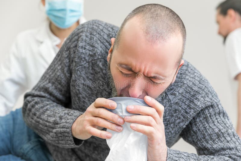 Patient in Clinic is Vomiting Stock Image - Image of concept, annoyed ...