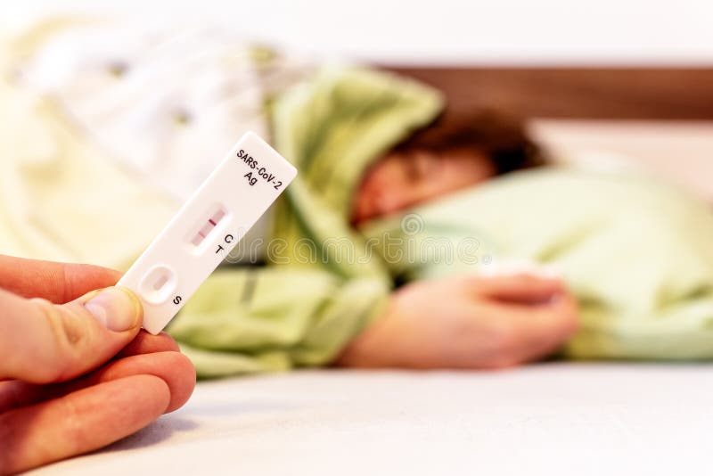 Patient with Coronavirus Covid-19 Lying in Bed with Positive Test ...