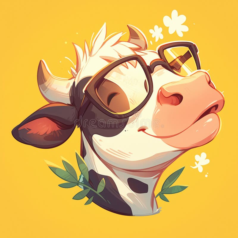 A Patient Cow Writer Cartoon Style Stock Vector - Illustration of ...