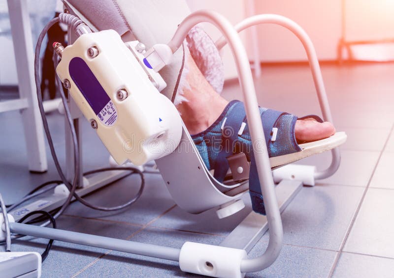 Patient On CPM Machines, Continuous Passive Range Of Motion. Stock ...