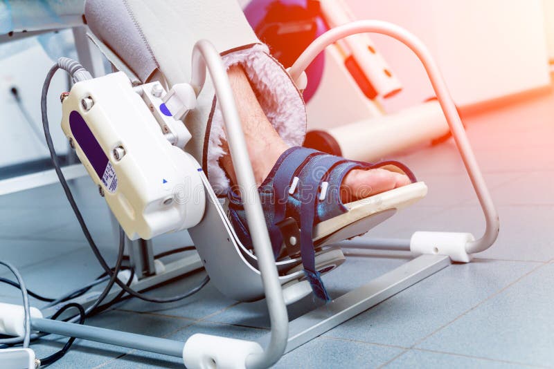 Patient on CPM Machines, Continuous Passive Range of Motion. Stock ...