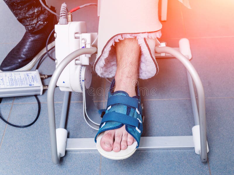 Patient on CPM Machines, Continuous Passive Range of Motion. Stock ...