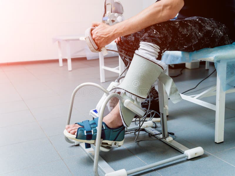 Patient on CPM Machines, Continuous Passive Range of Motion. Stock ...