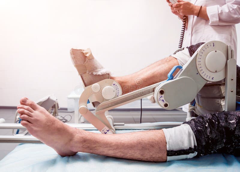 Patient on CPM Machines, Continuous Passive Range of Motion. Stock ...