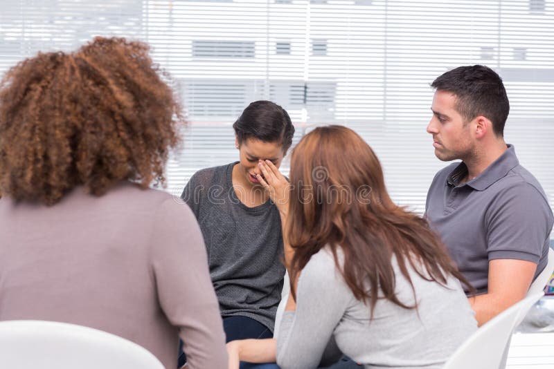 Patient Crying during a Group Session Stock Photo - Image of counselor ...