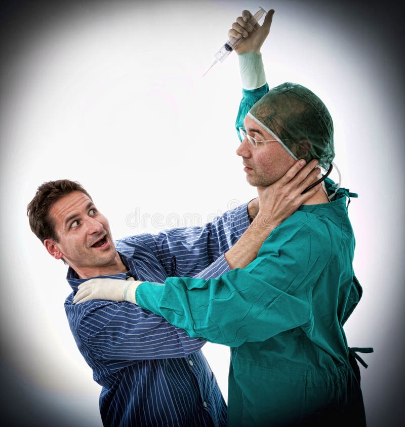 Patient and Doctor Bizarre Fight Stock Photo - Image of fight, dramatic ...
